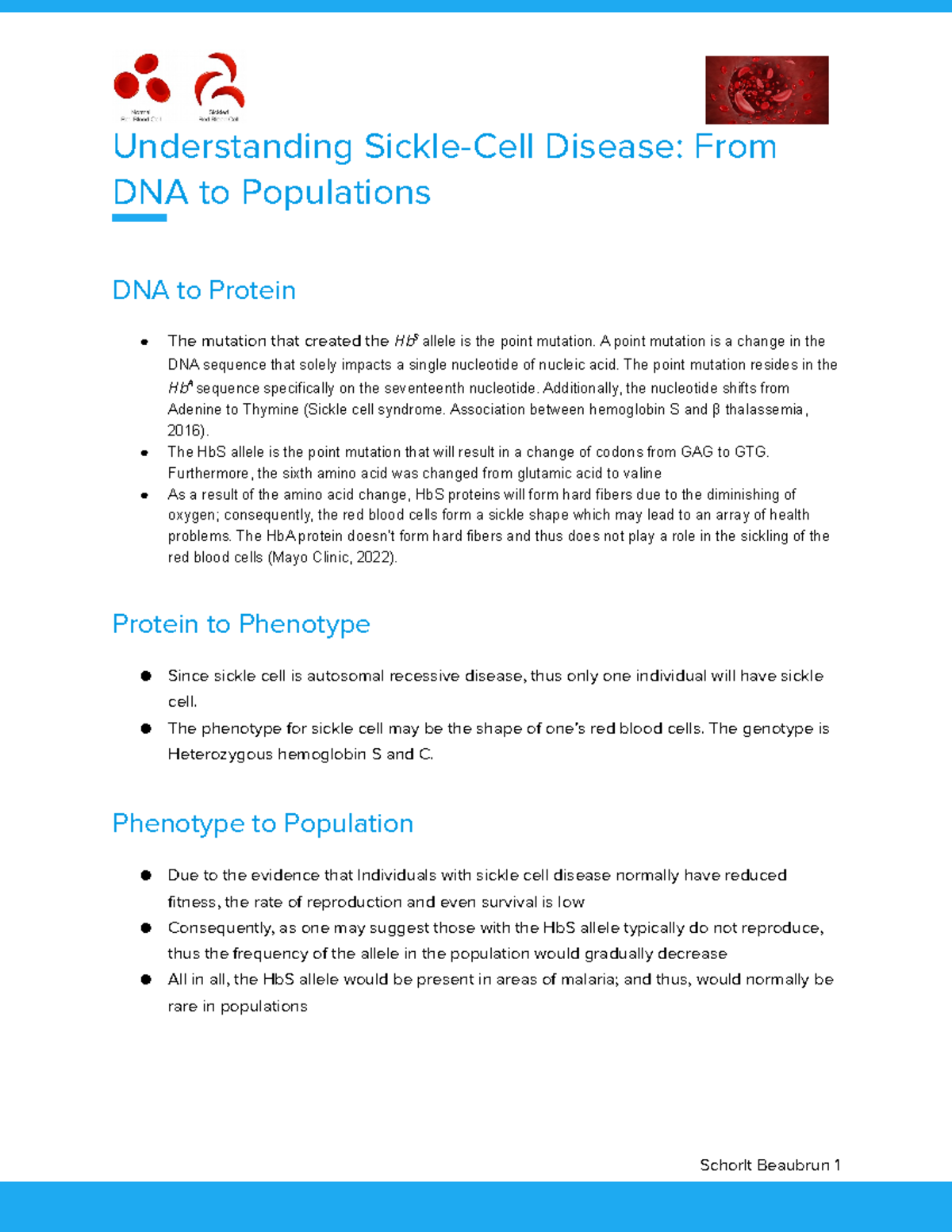 Understanding Sickle-Cell Disease From DNA to Populations (Schorlt ...