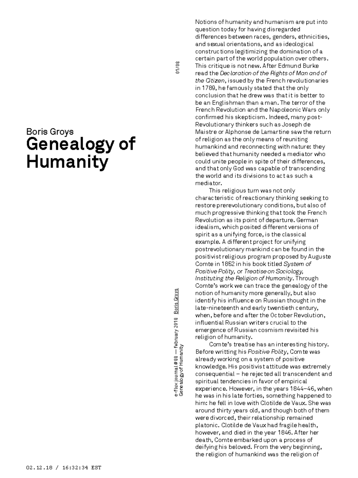 Genealogy OF Humanity - Boris Groys - Boris Groys Genealogy of Humanity ...