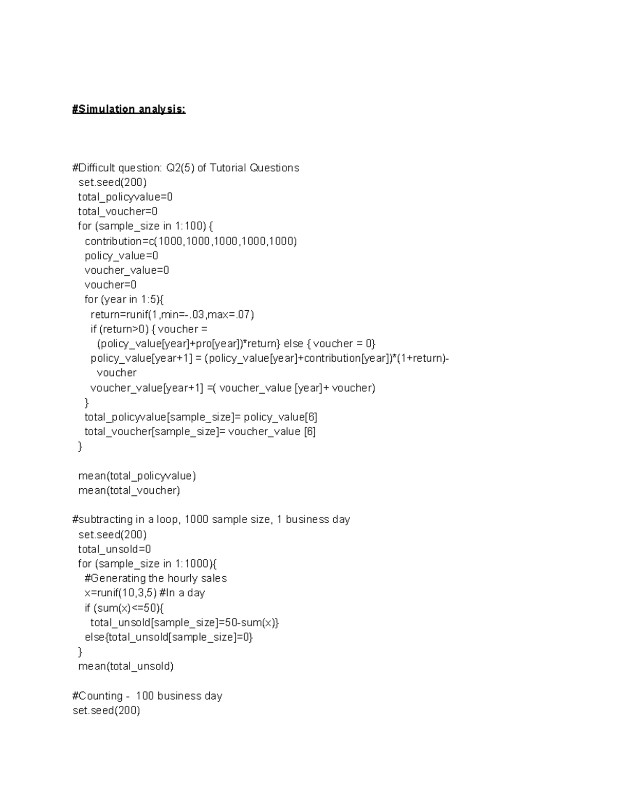 Stats Notes - #Simulation analysis: #Difficult question: Q2(5) of ...