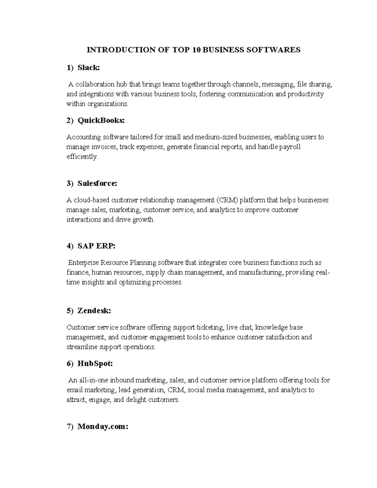 Introduction OF TOP 10 Business Softwares - INTRODUCTION OF TOP 10 ...