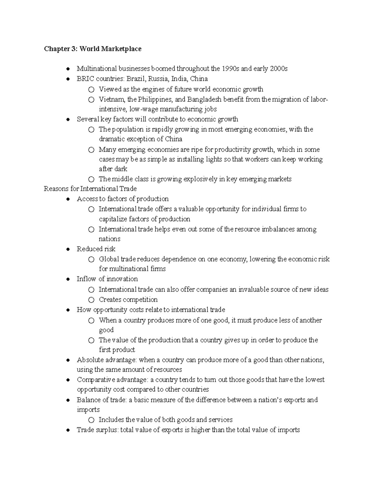 Chapter 3 World Marketplace - Chapter 3: World Marketplace ...