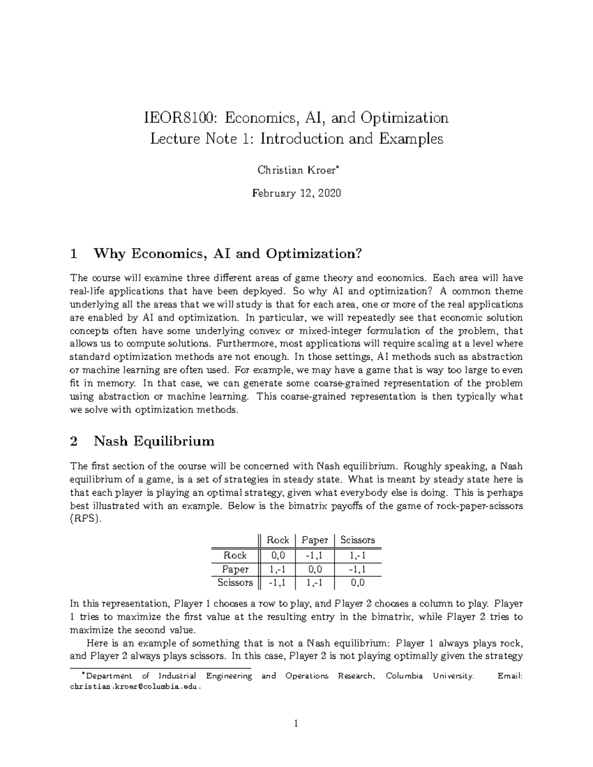 Economics, AI, and Optimization - Each area will have real-life ...