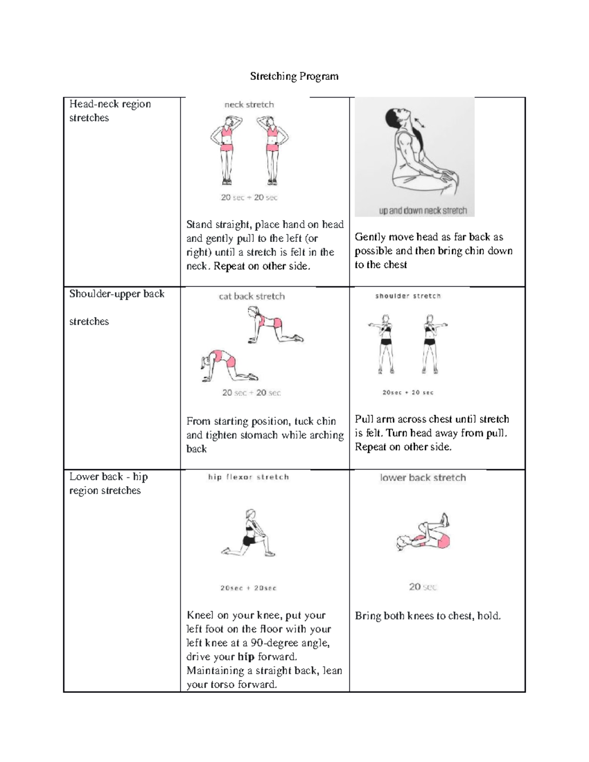 Stretching Program - This is my coursework/assignment for the class ...