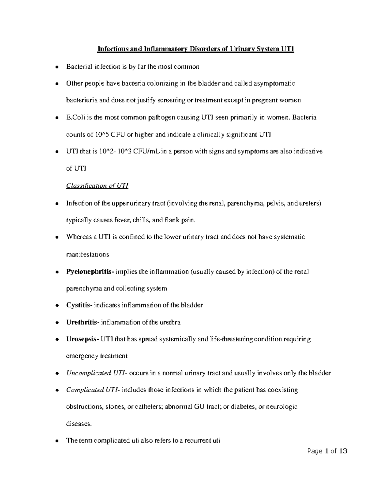 Renal and Urologic Problems Infectious and Inflammatory Disorders of ...