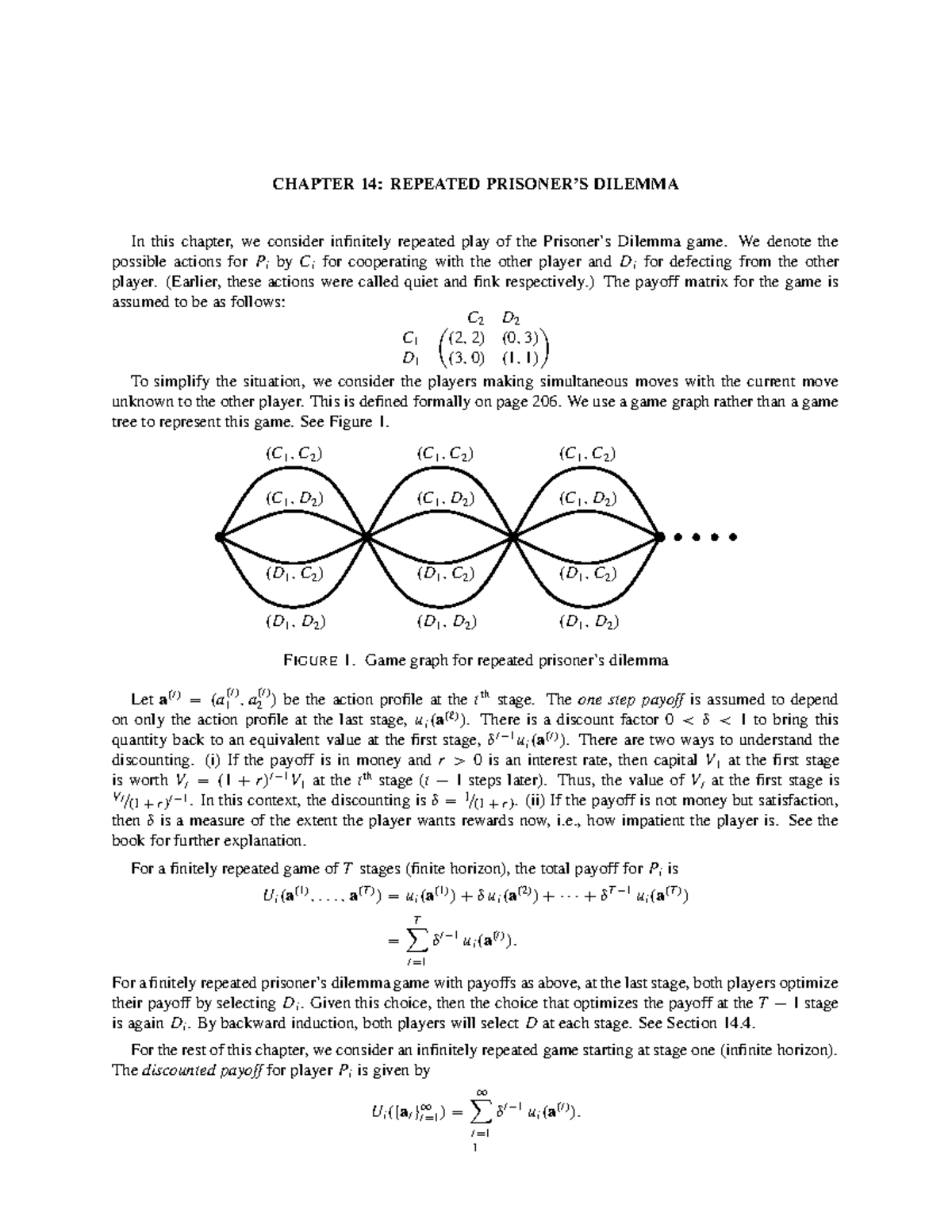 Math 364 Chapter 14- Repeated Prisoner’S Dilemma - CHAPTER 14: REPEATED ...