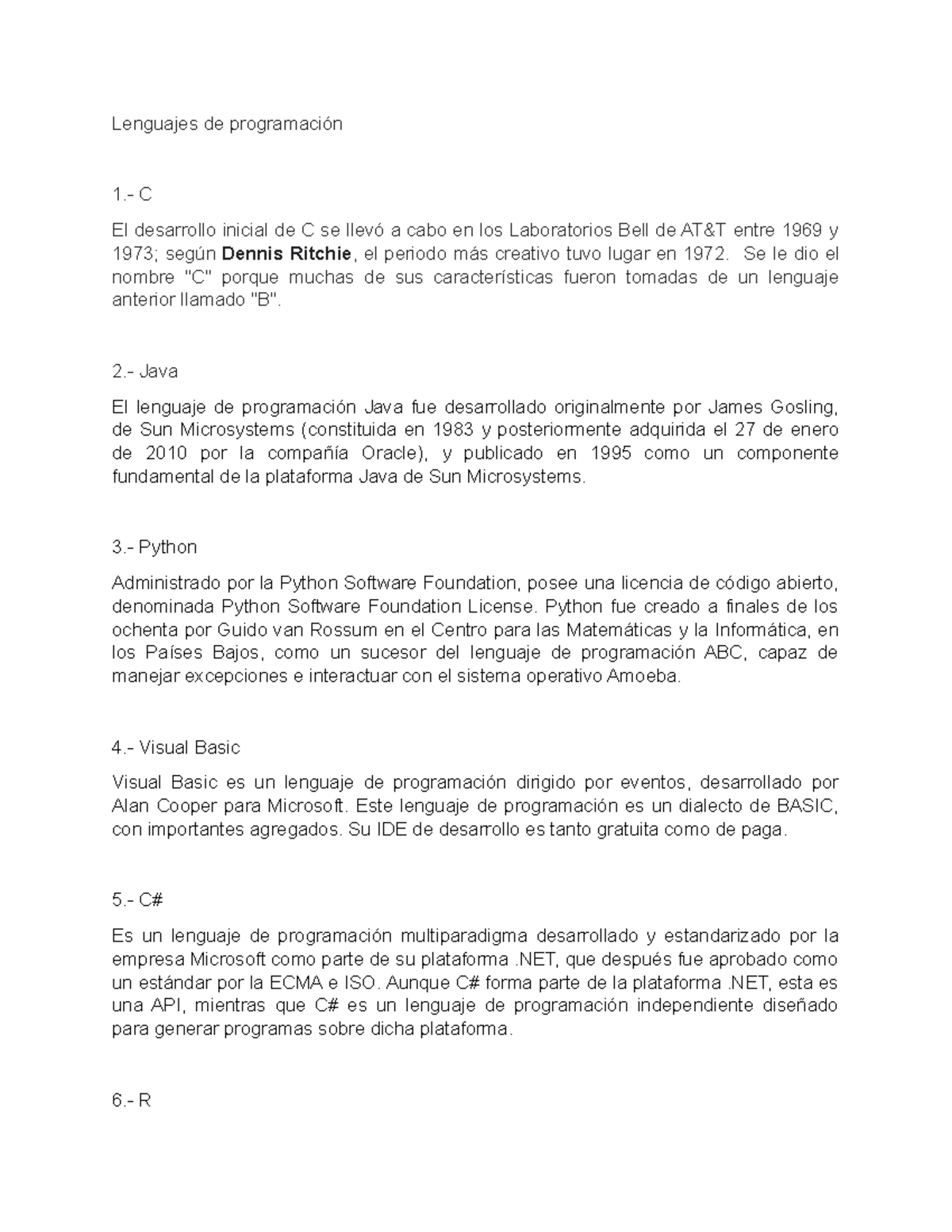 20 diferentes Lenguajes de programación - Lenguajes de programación 1 ...
