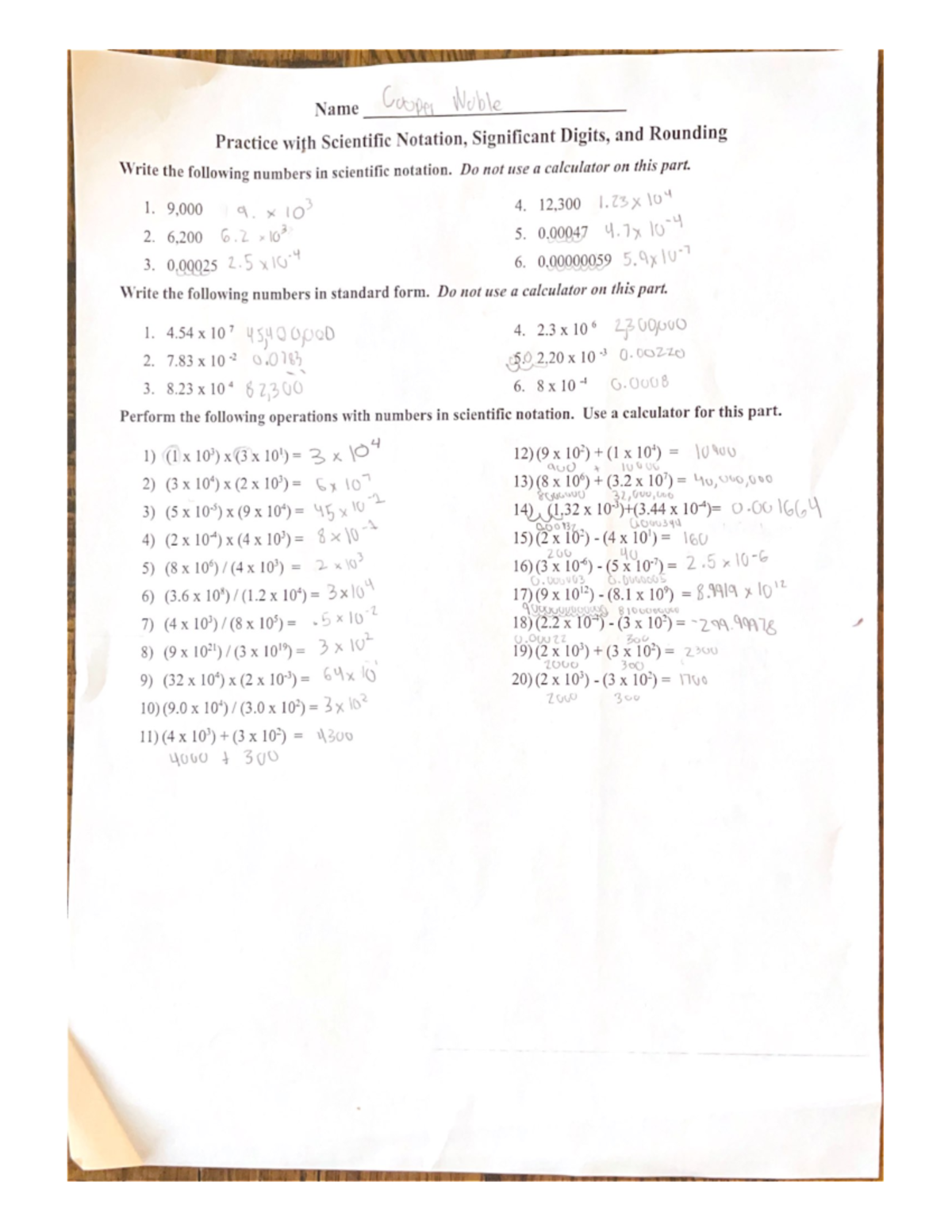 Practice with Scientific Notation, Significant Digits, and Rounding ...