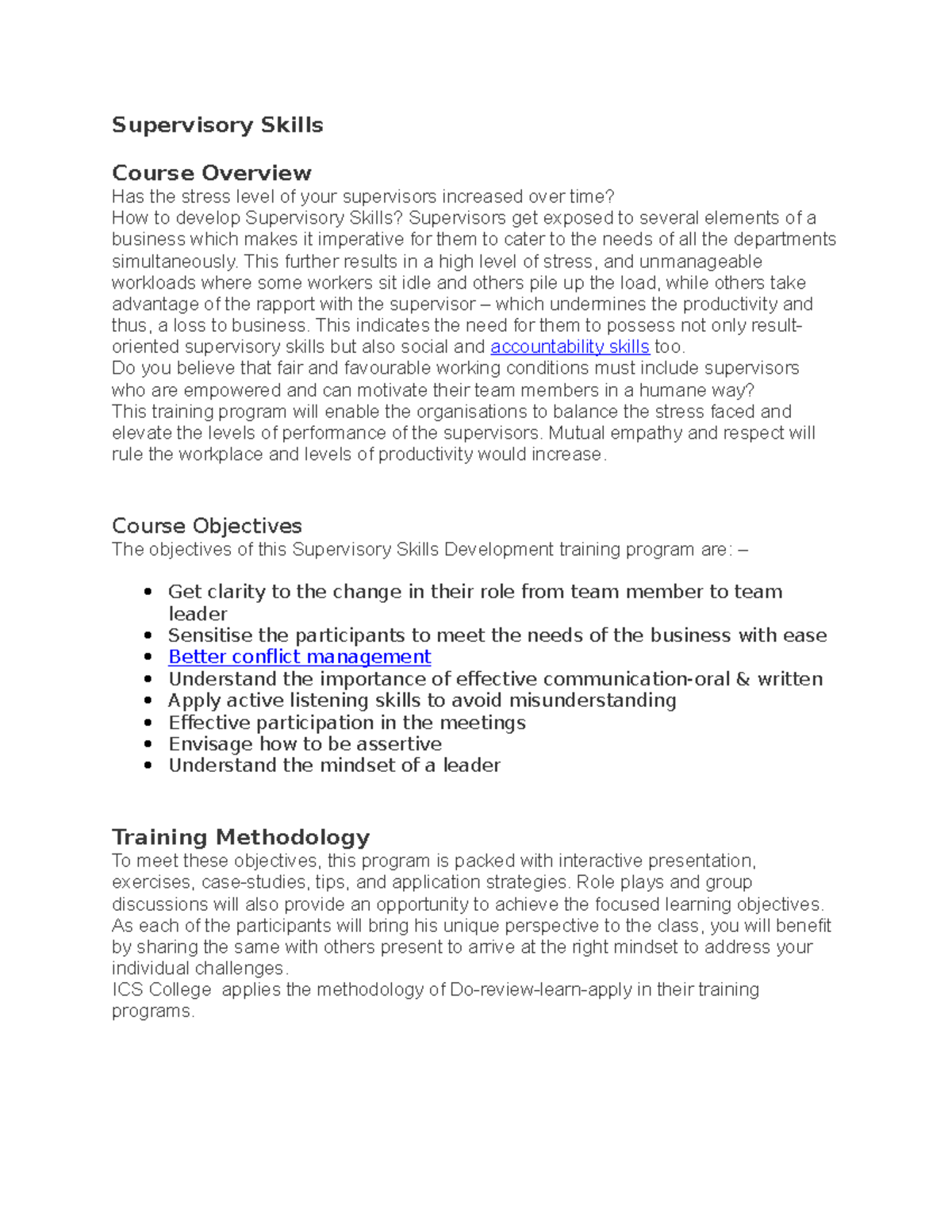 Supervisory Skills outline ics - Supervisory Skills Course Overview Has ...