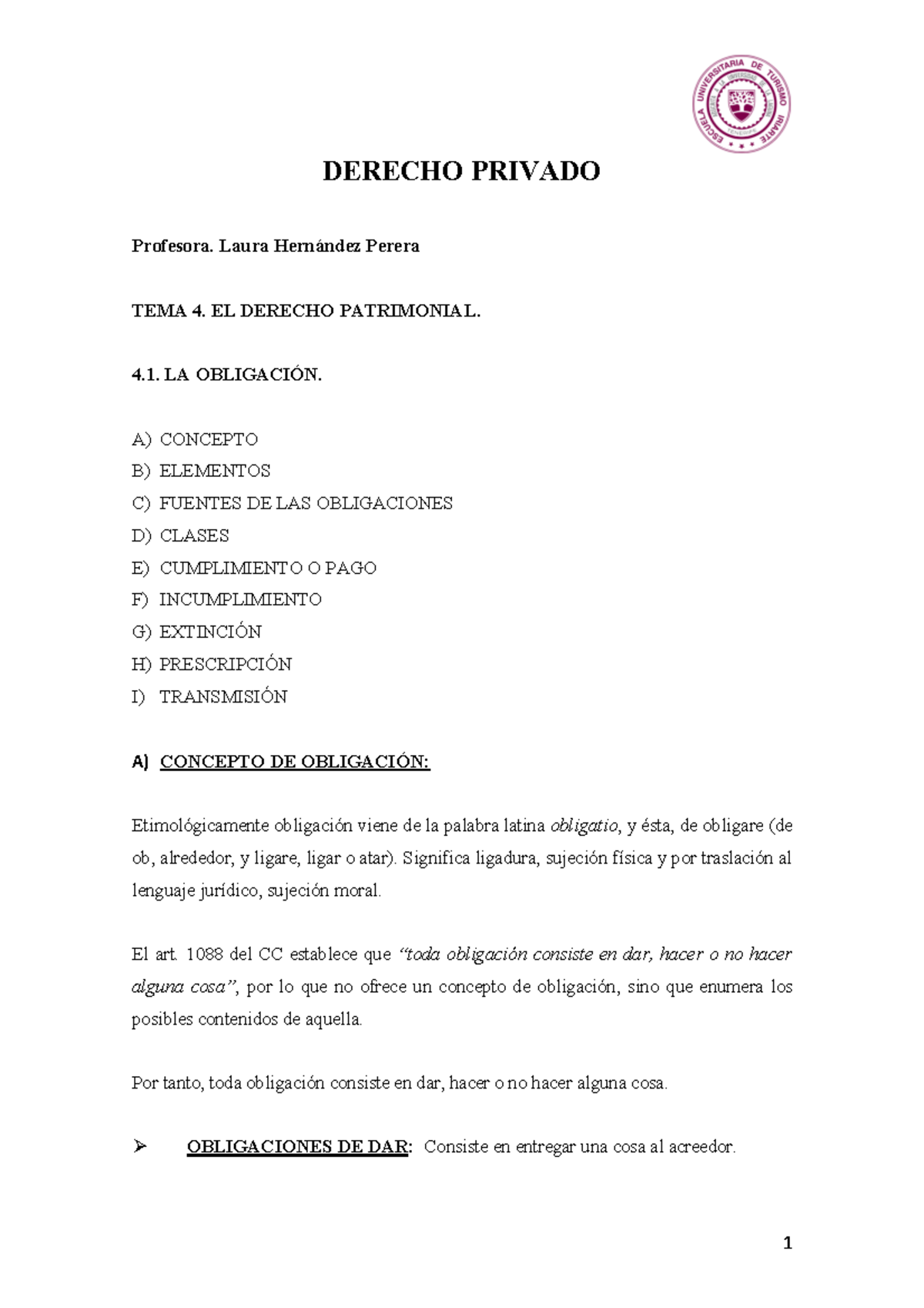 Tema 4. Derecho privado - Warning: TT: undefined function: 32 Warning: TT: undefined function ...