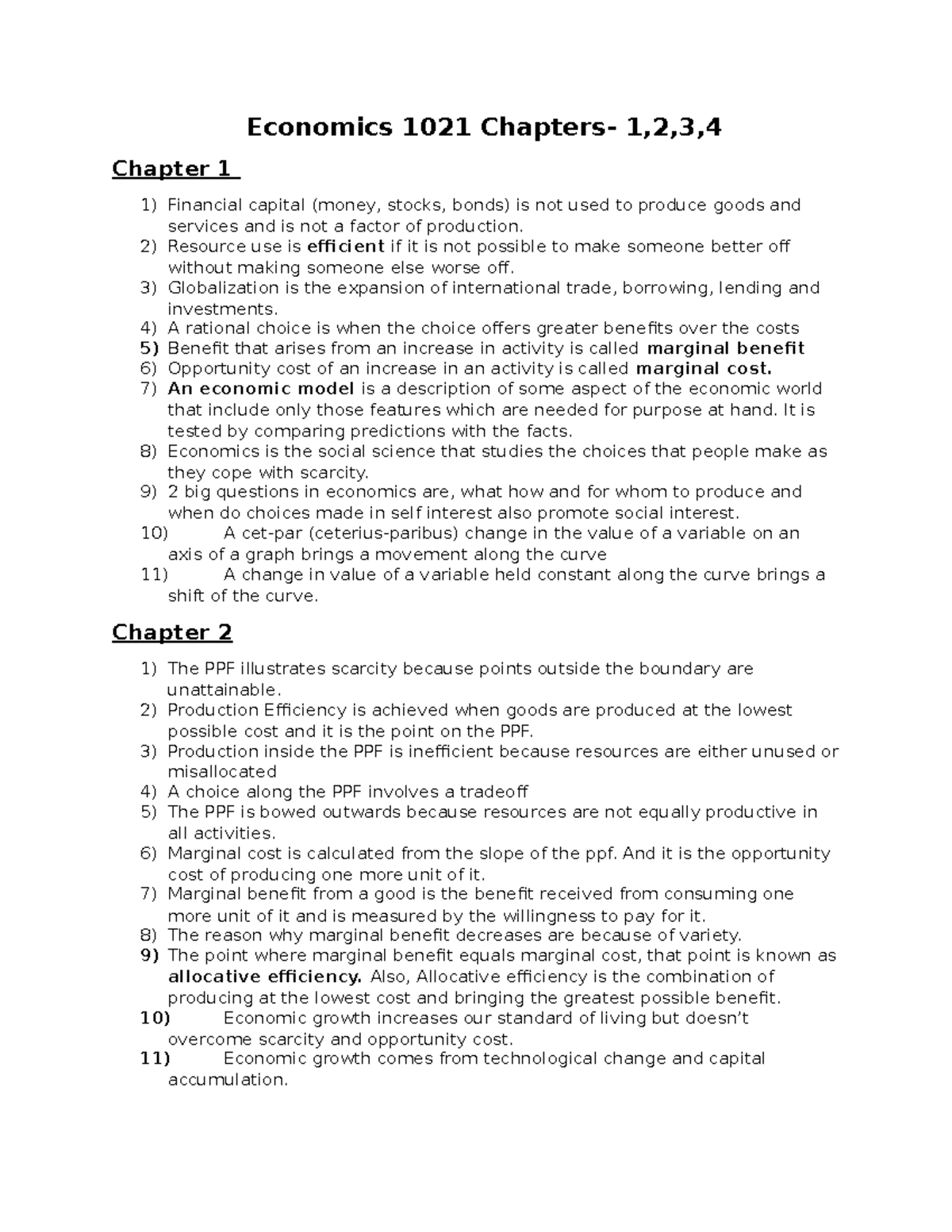 Economics 2150 Chapters- 1,2,3,4 - Economics 1021 Chapters- 1,2,3,4 ...