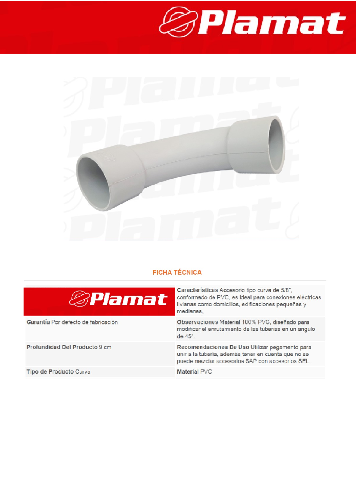 CODO 5.8 Plamat - Fichas Tecicnas - materiales de construccion - Studocu