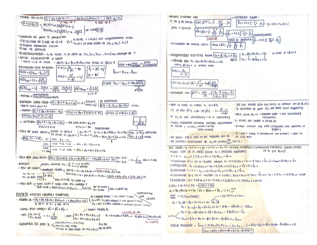 Formulario econometria 2 - Econometrics II - Studocu