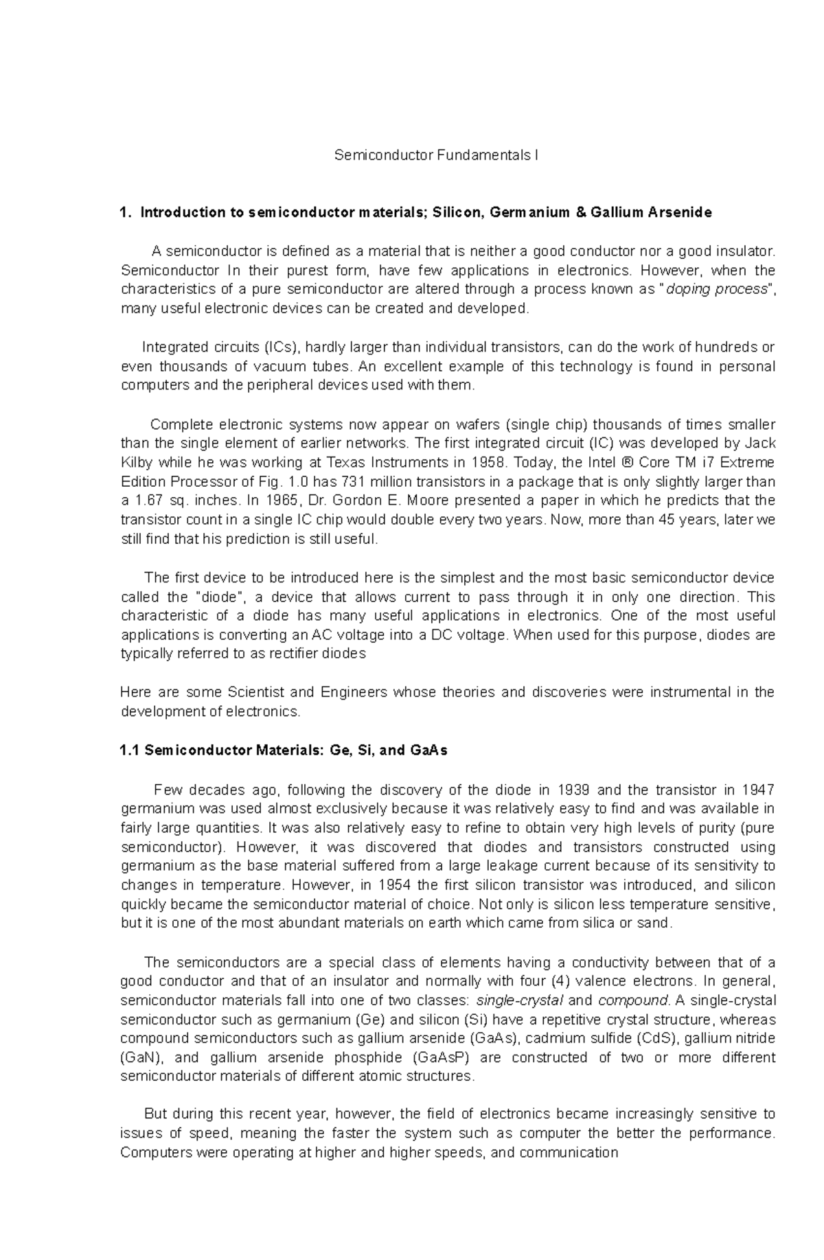 Semiconductor Fundamentals I - Semiconductor Fundamentals I ...