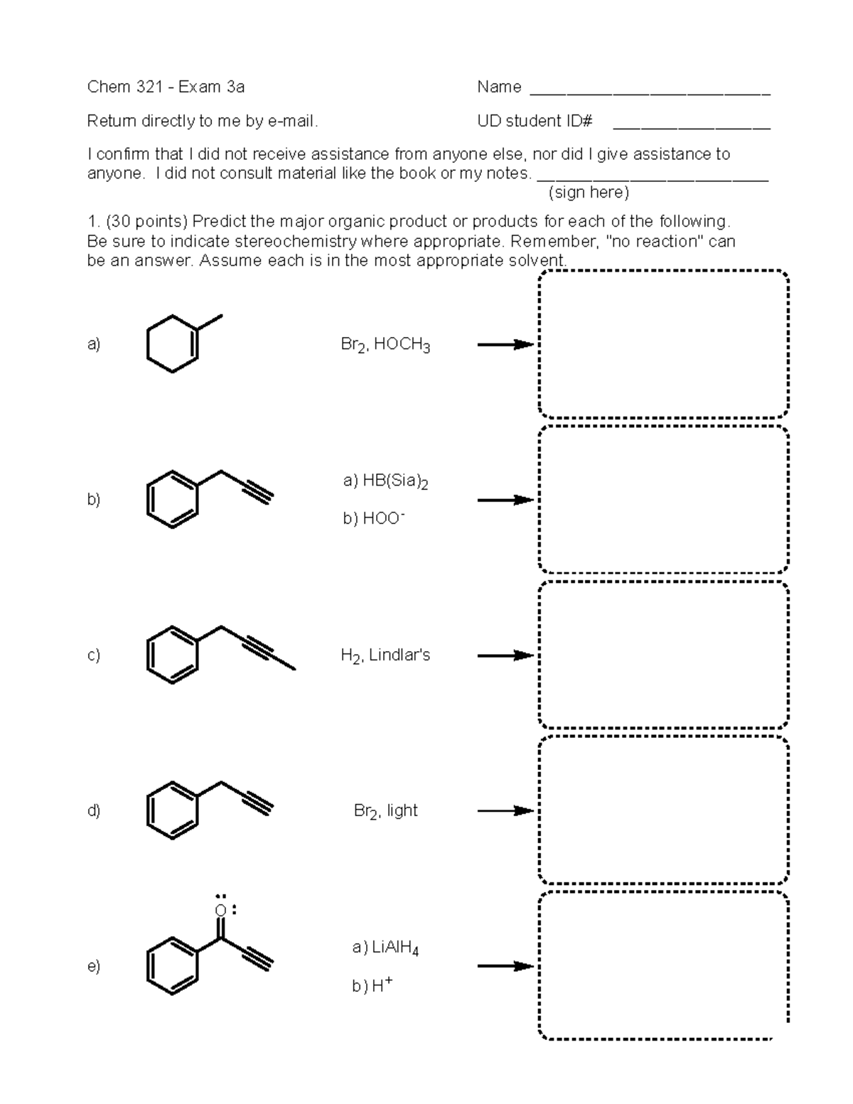 Chem 321 2020 fall exam 3a - Return directly to me by e-mail. Chem 321 ...