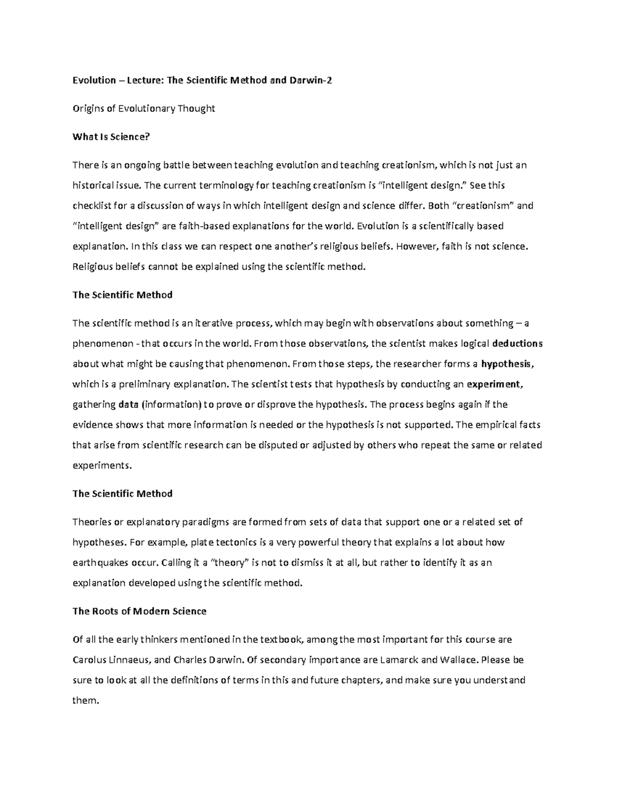 The Scientific Method and Darwin-2 - Evolution – Lecture: The Scientific Method and Darwin ...