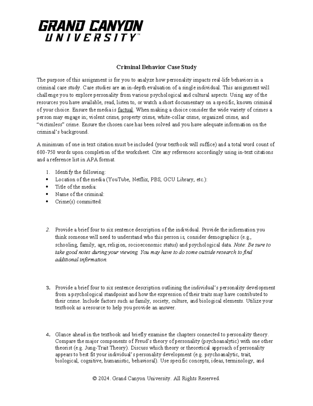 PSY 255 RS T1 Criminal Behavior Case Study - Criminal Behavior Case ...