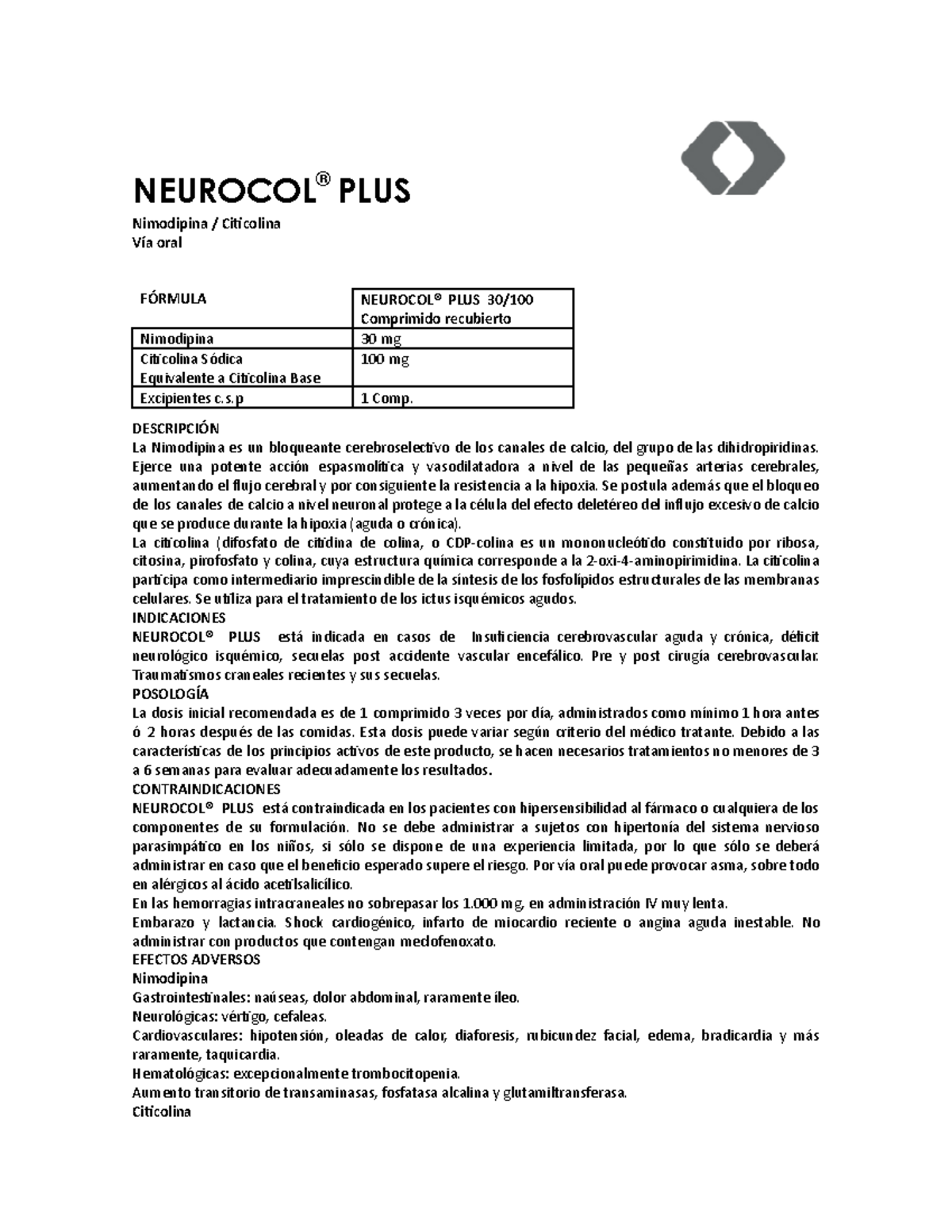 Neurocol-PLUS - Solo quiero el premium - NEUROCOL ® PLUS Nimodipina ...