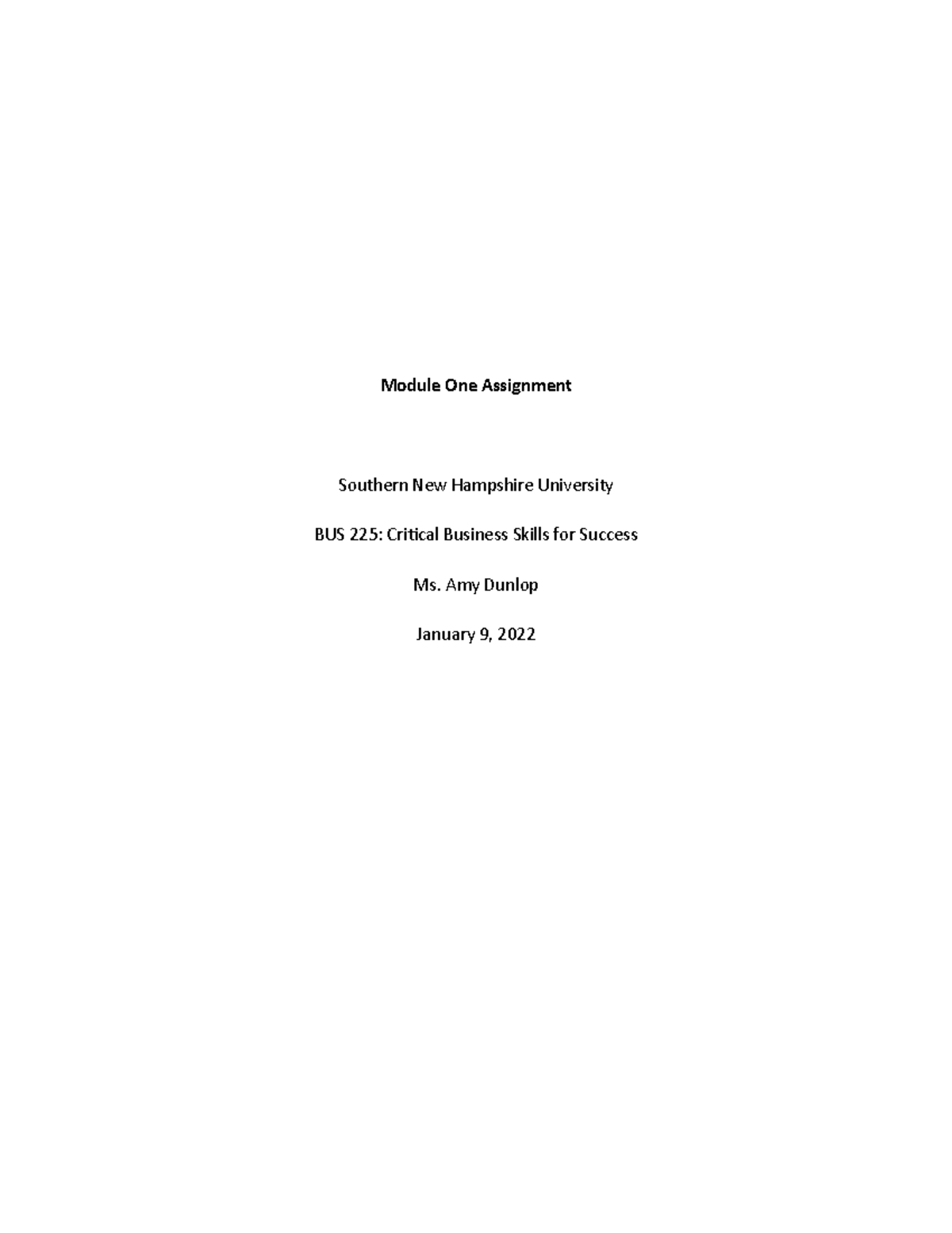 Module One Assignment - Module One Assignment Southern New Hampshire ...