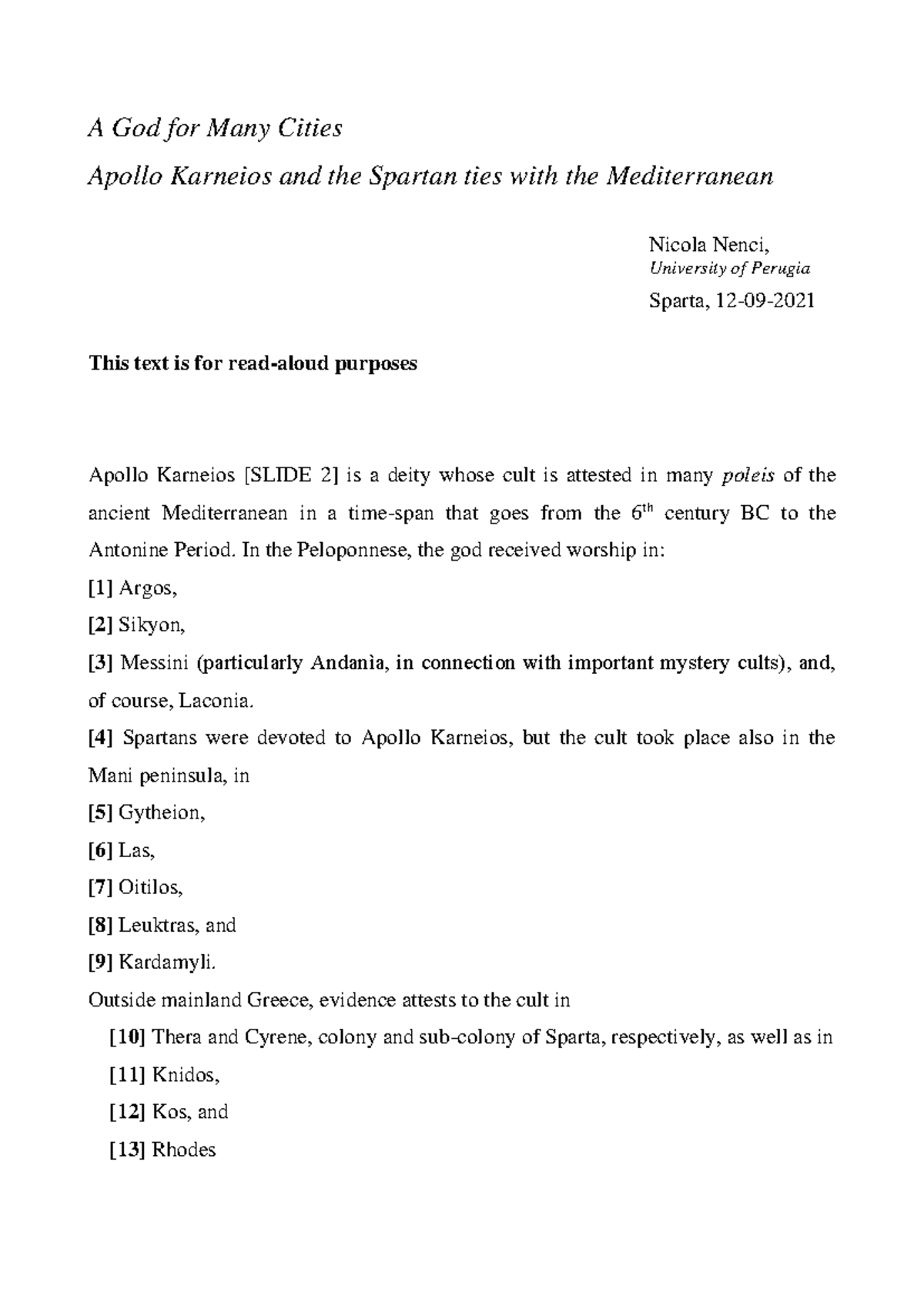 Nicola Nenci A God for Many Cities - A God for Many Cities Apollo ...