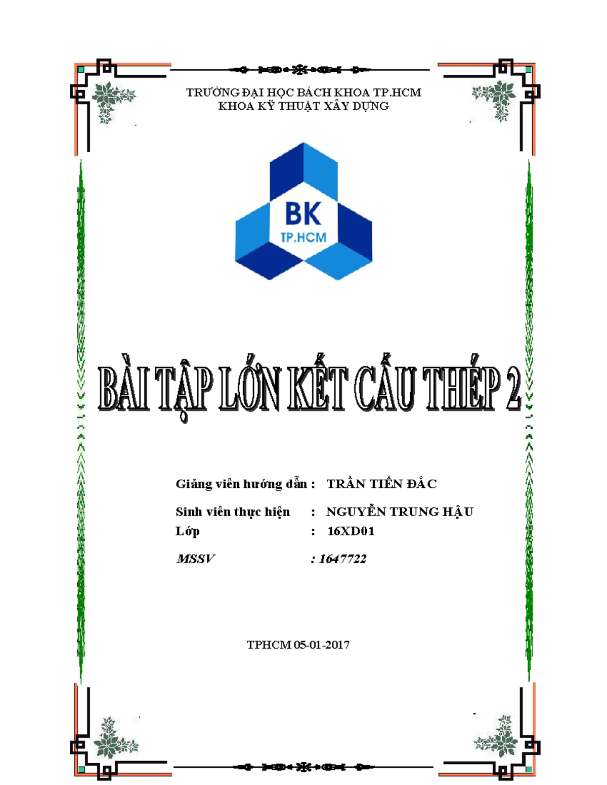 [123doc] - bai-tap-lon-ket-cau-thep-2 - TRƯỜNG ĐẠI HỌC BÁCH KHOA TP KHOA KỸ THUẬT XÂY DỰNG Giảng ...