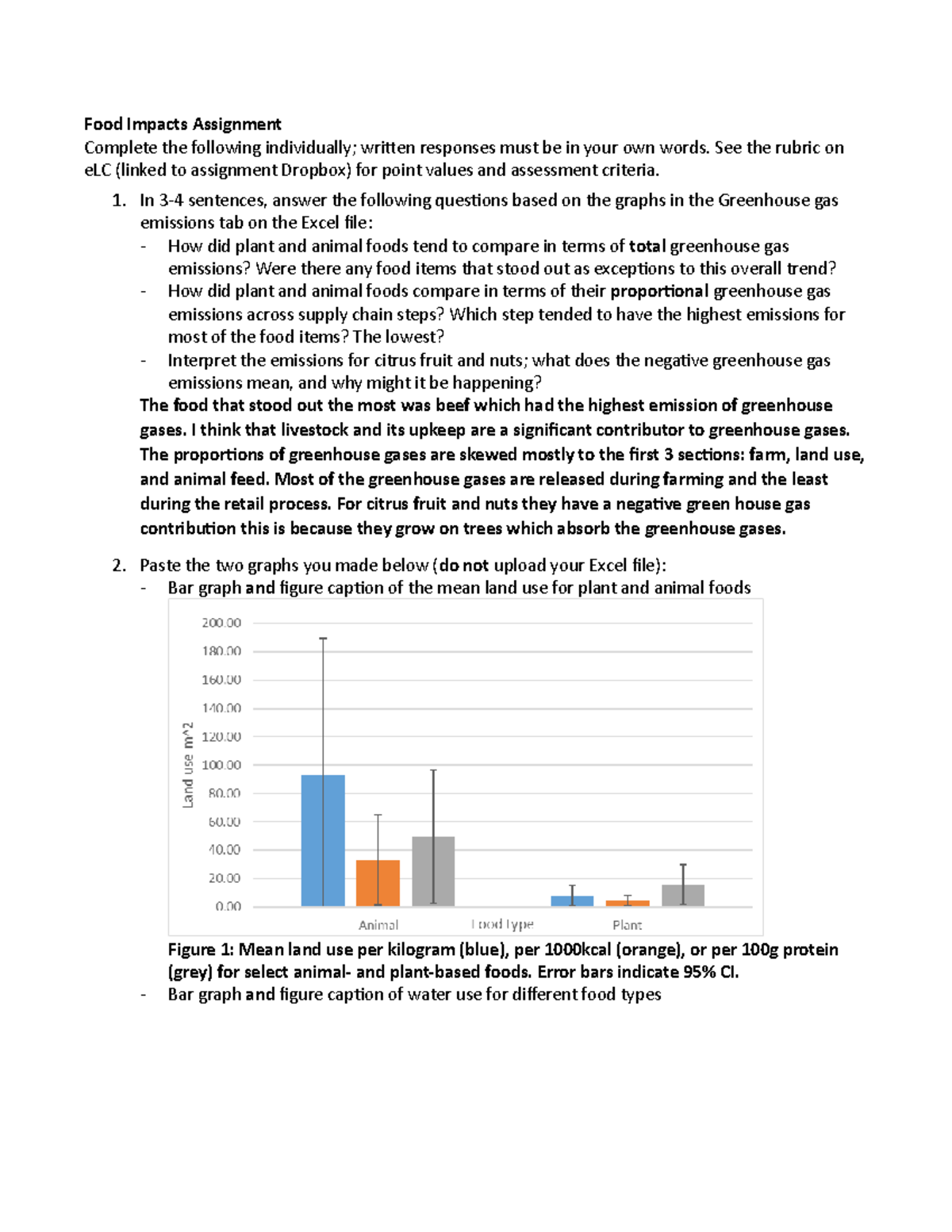 Food Impacts Assignment - Food Impacts Assignment Complete the ...