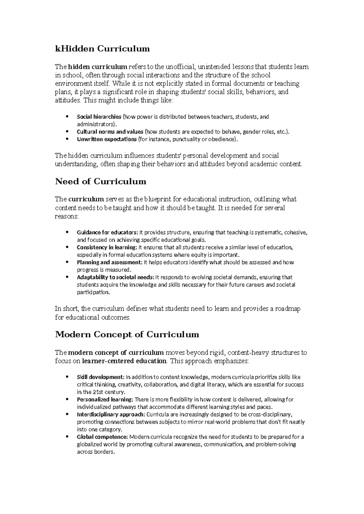 Hidden Curriculum - kHidden Curriculum The hidden curriculum refers to ...