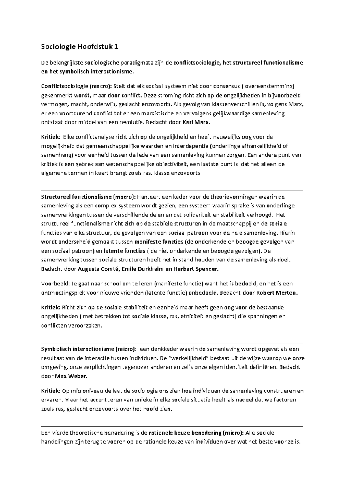 Samenvatting Sociaal agogisch werk en de samenleving - Sociologie Hoofdstuk 1 De belangrijkste ...