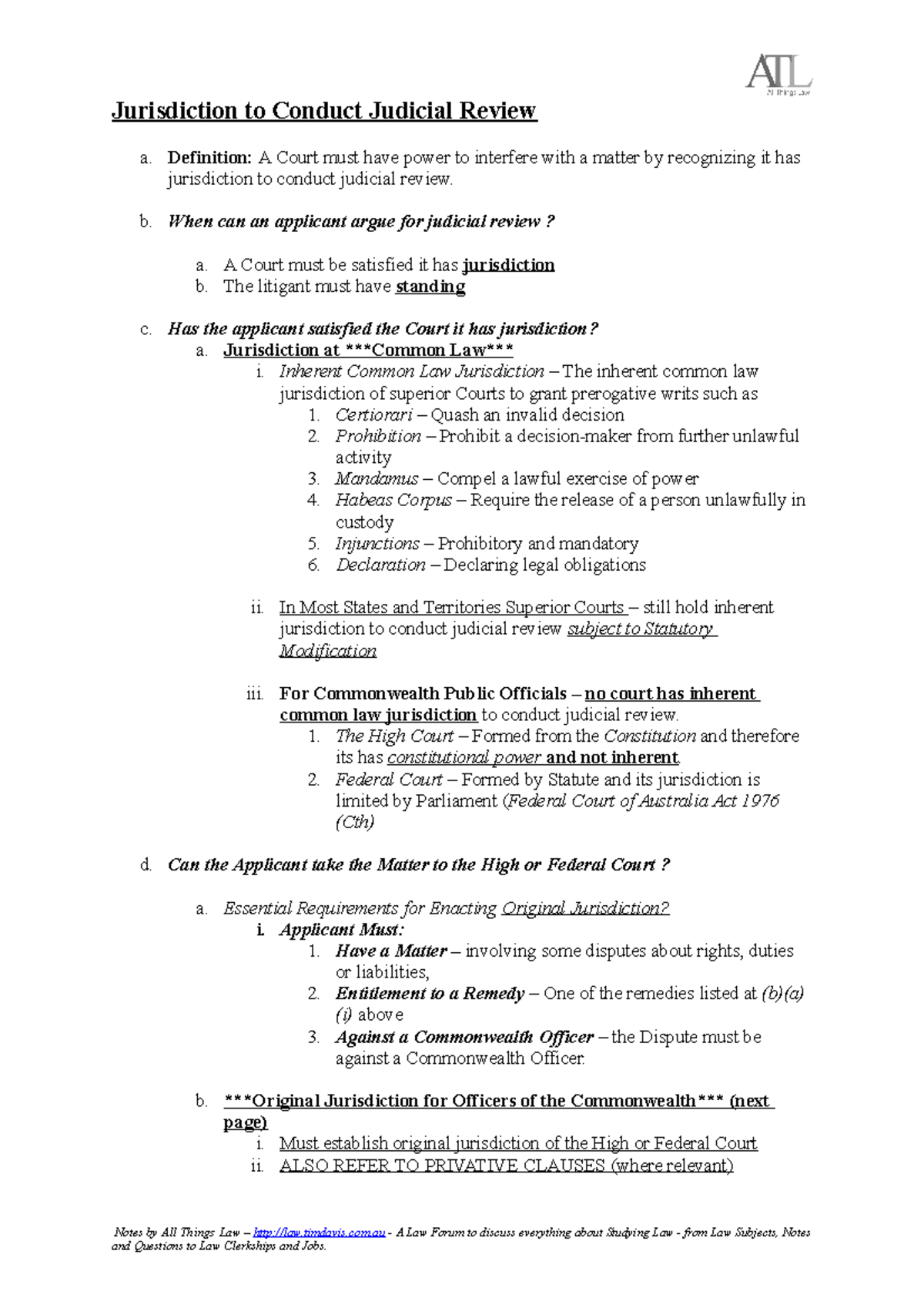 Administrative Summary - Jurisdiction to Conduct Judicial Review a ...
