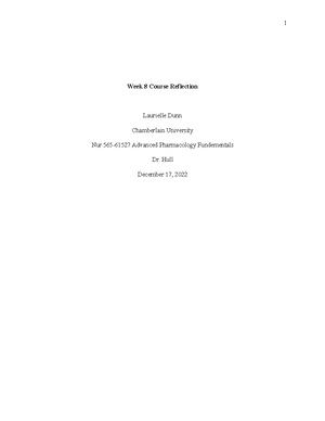 Week 8 Reflection assignment 100% warranty - NR 566 - Chamberlain University - Studocu