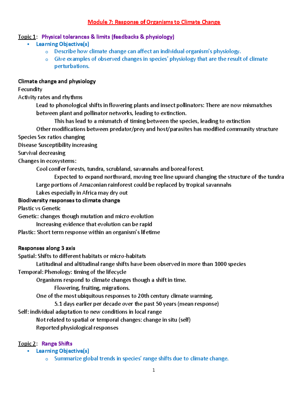 Module 7 Notes - I took Global Change Biology online with professor ...