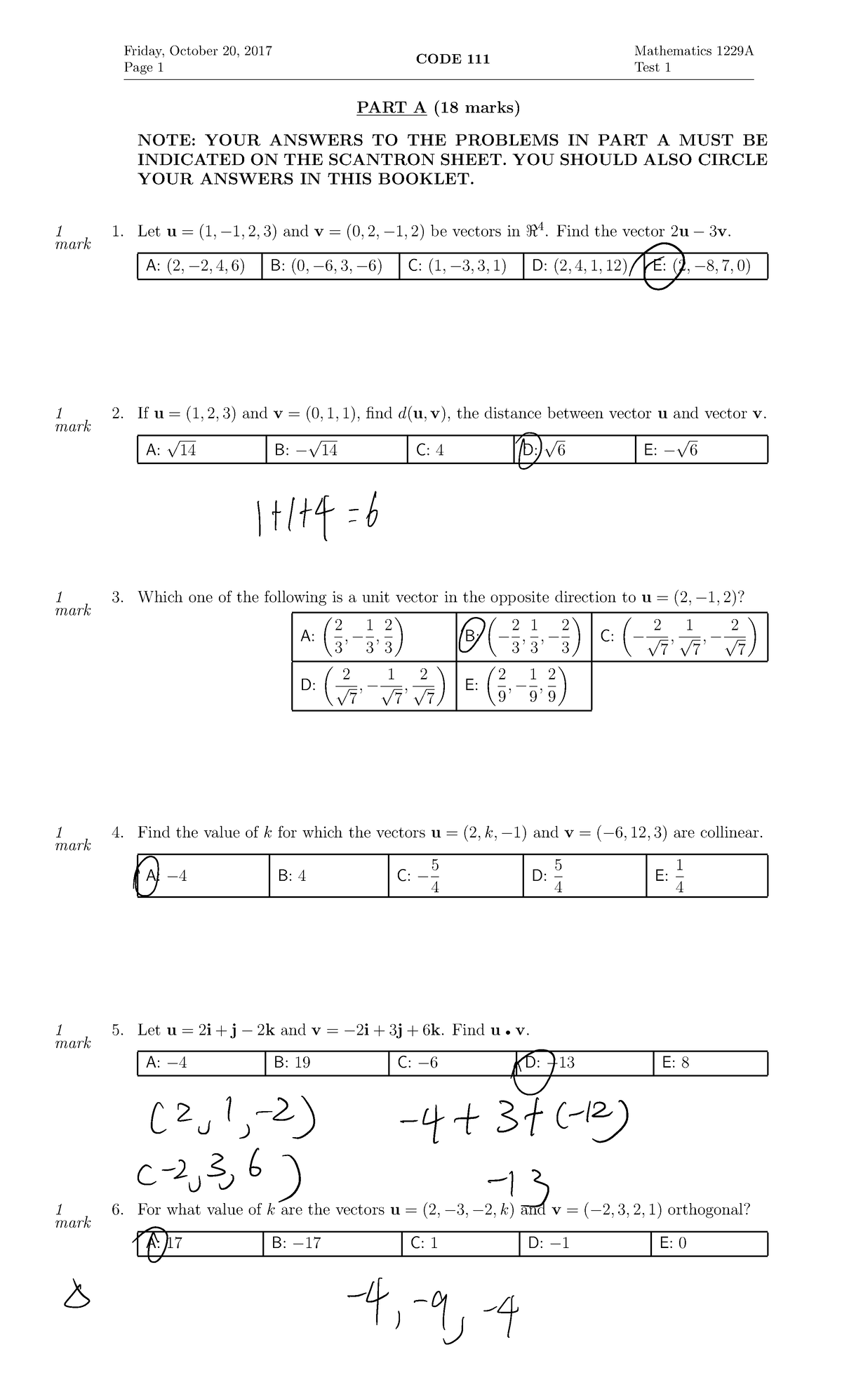 1229Af17t1v1 - Test - Friday, October 20, 2017 Page 1 CODE 111 ...
