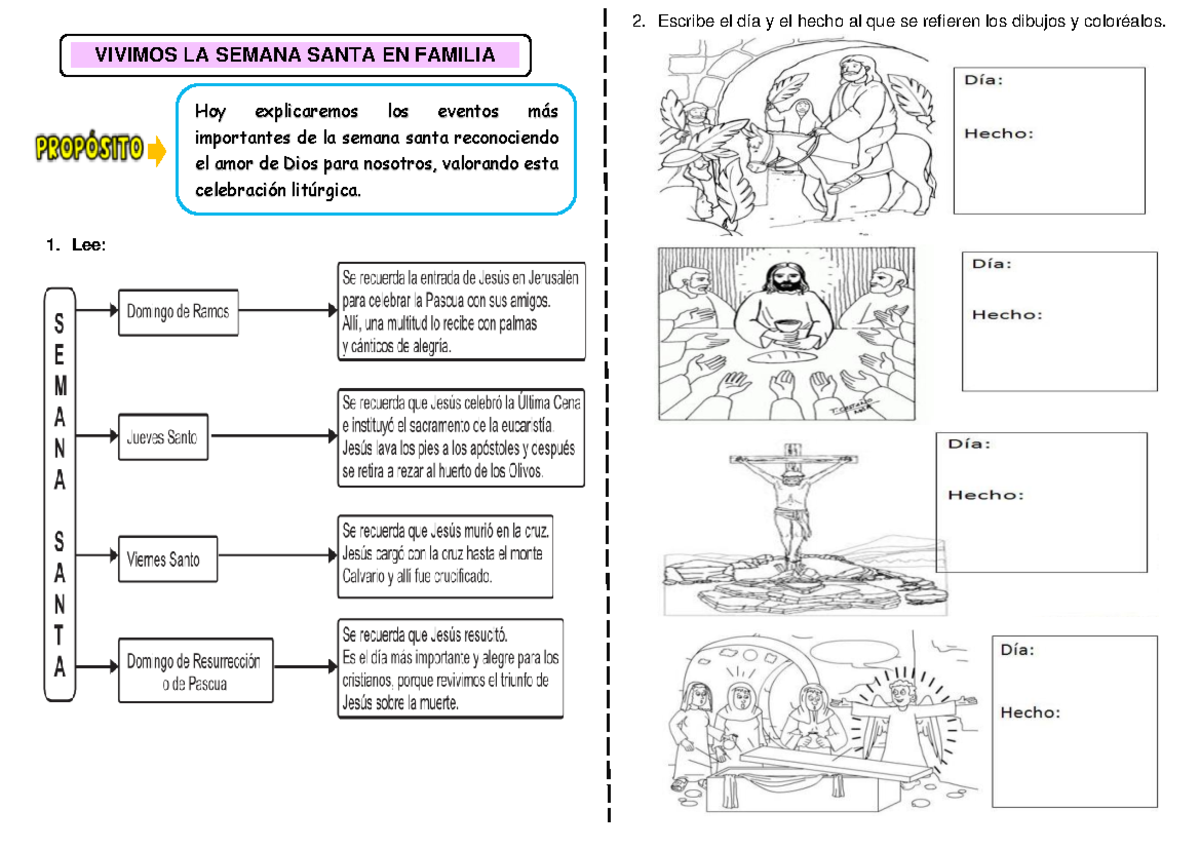 4- Relig- Ficha- Vivimos LA Semana Santa EN Familia - 1. Lee: 2 ...