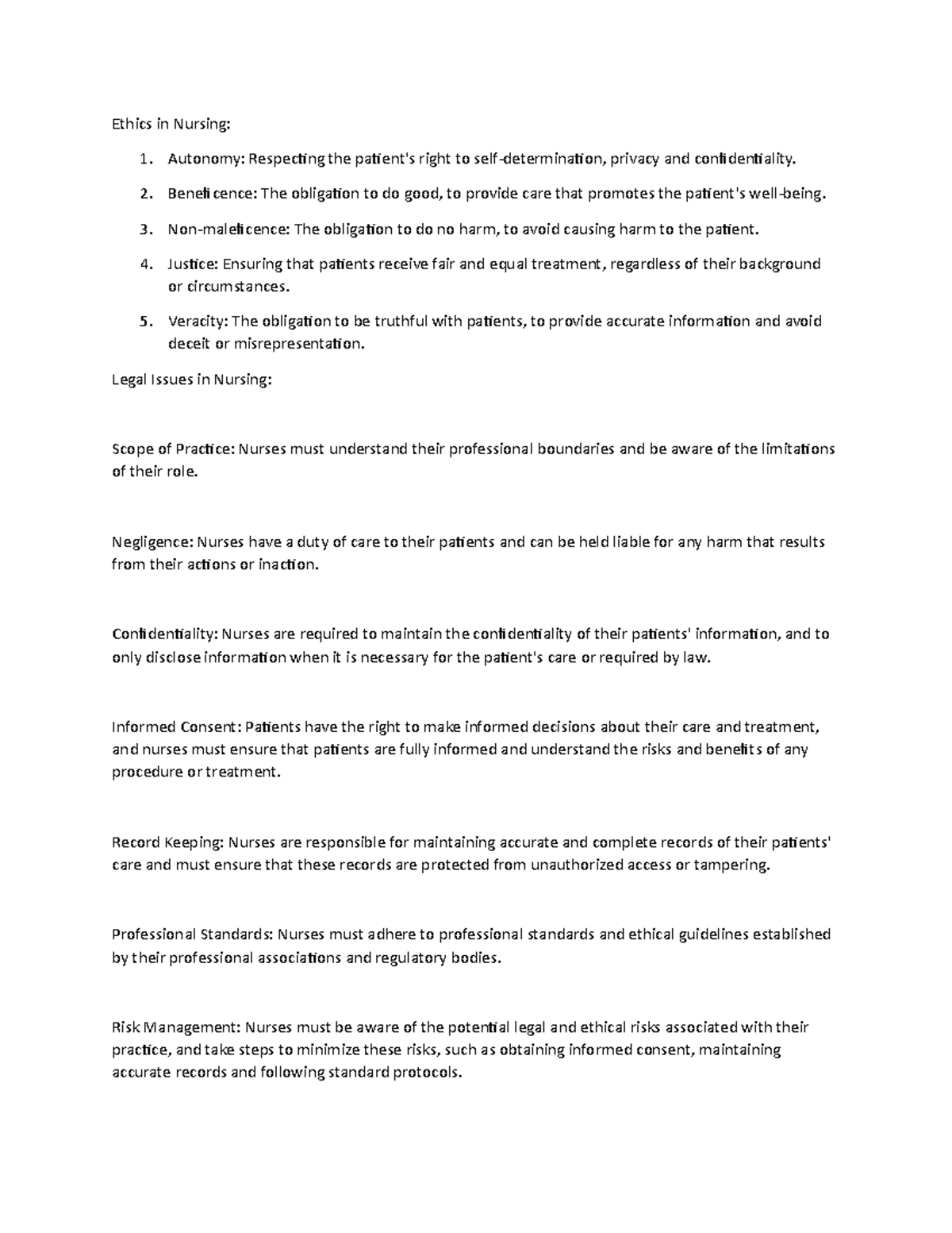 Ethics in Nursing - Ethics in Nursing: Autonomy: Respecting the patient ...