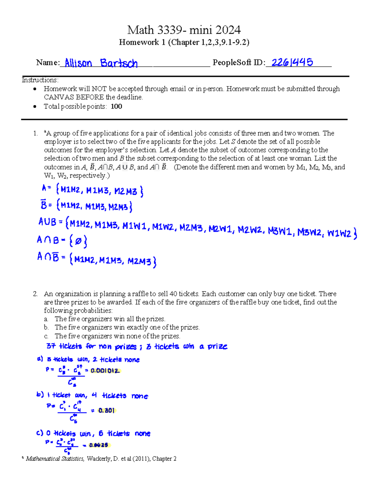 Hw1 mini2024 - hw 1 - Math 3339 - mini 2024 Homework 1 (Chapter 1,2,3,9.1-9) - Studocu