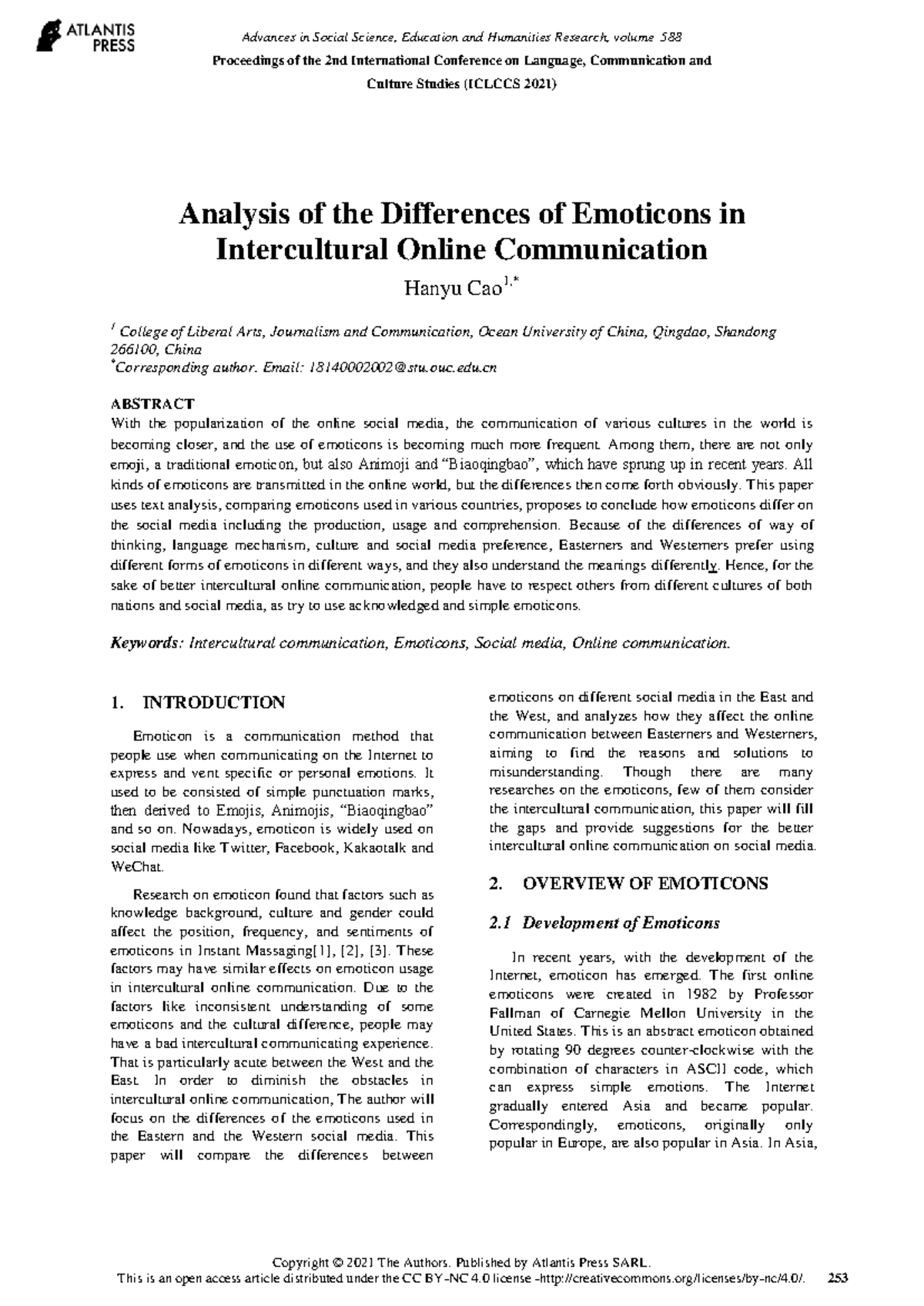 Analysis of the Differences of Emoticons in Interc - Analysis of the ...