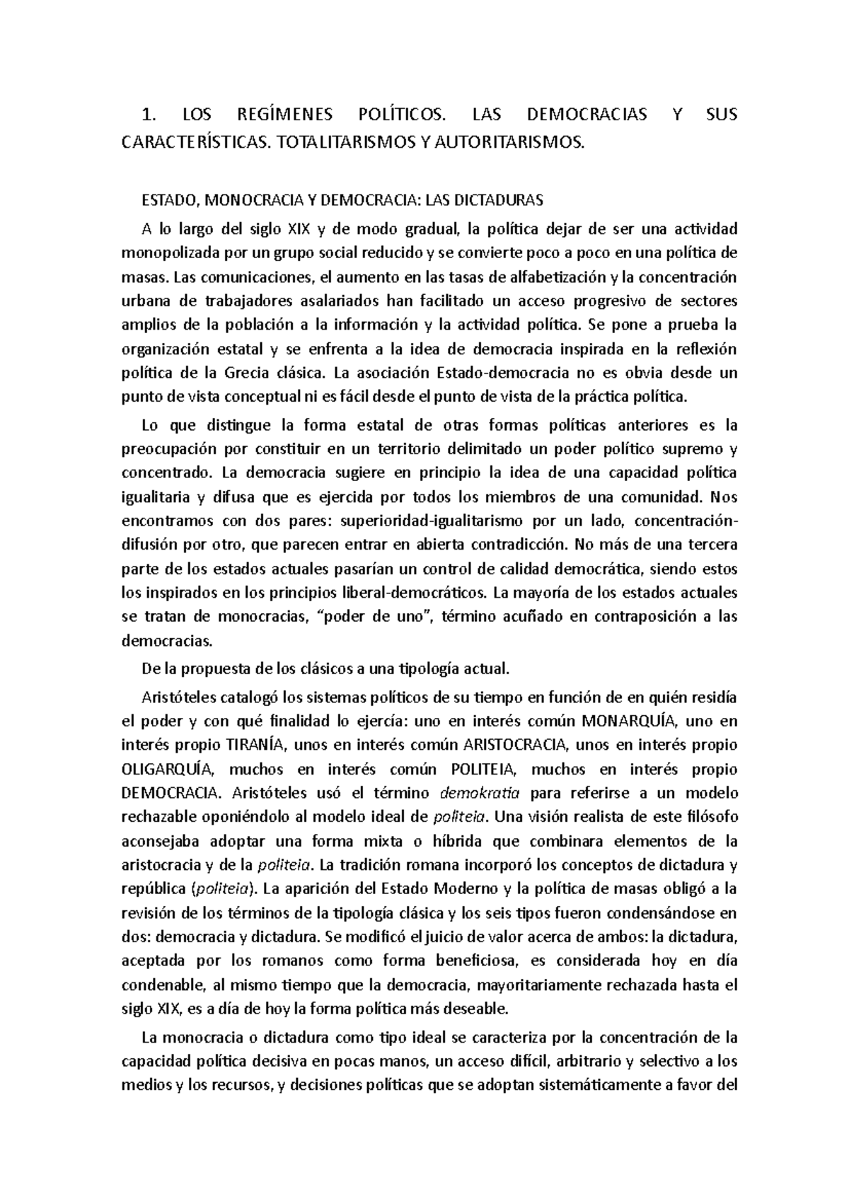Lectura 1 - 1. LOS LAS DEMOCRACIAS TOTALITARISMOS Y AUTORITARISMOS. Y ...