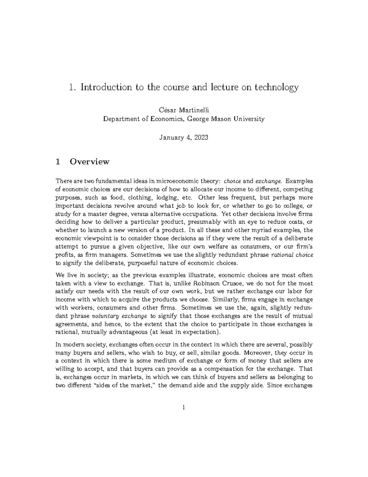 Module 1 - Lecture Notes - 1. Introduction to the course and lecture on ...