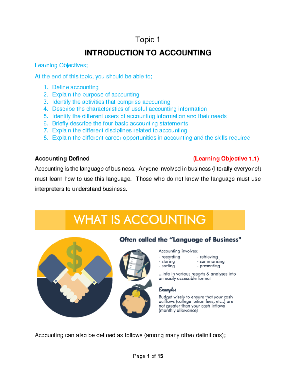 Topic 1 Introduction to accounting - Topic 1 INTRODUCTION TO ACCOUNTING ...