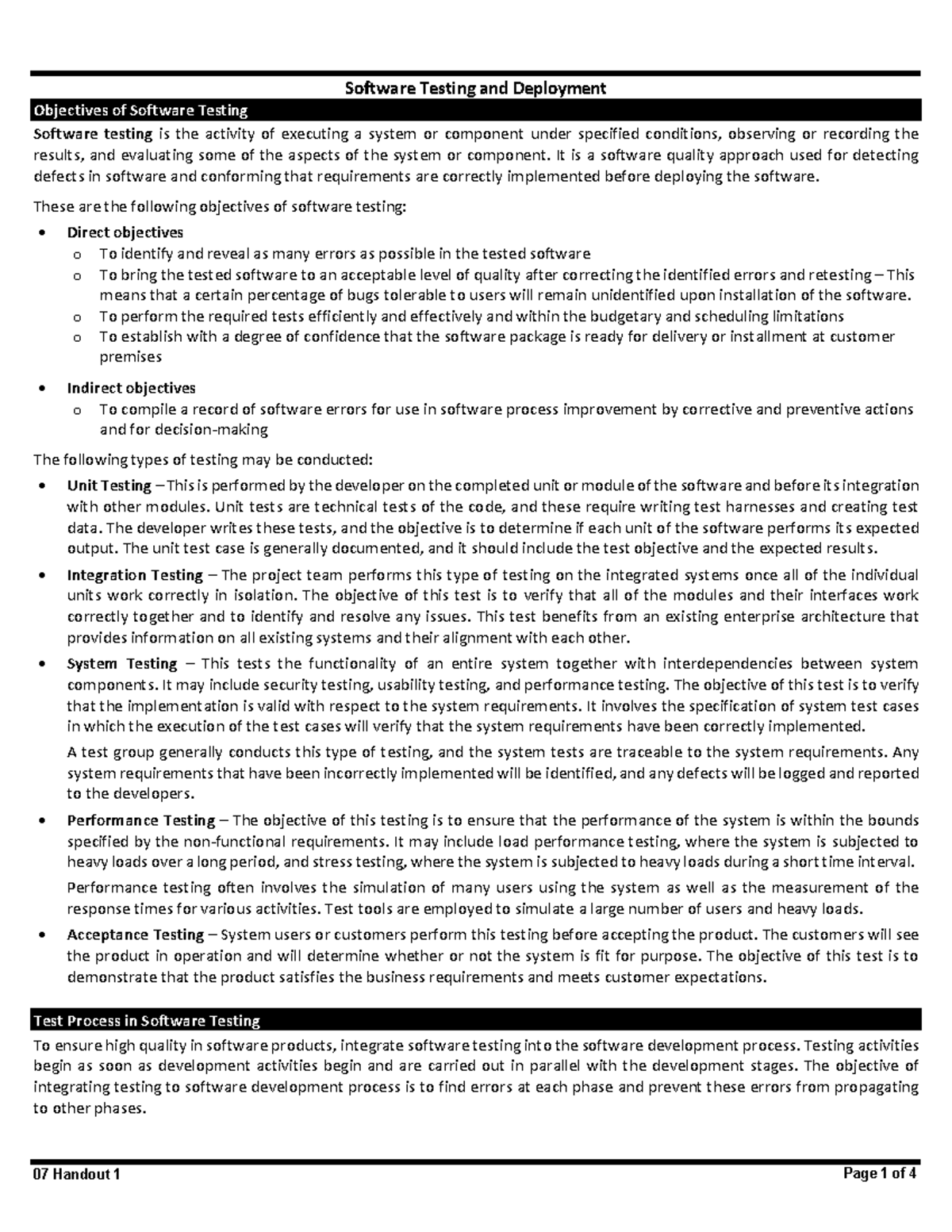 Software Testing and Deployment - Test Process in Software Testing ...