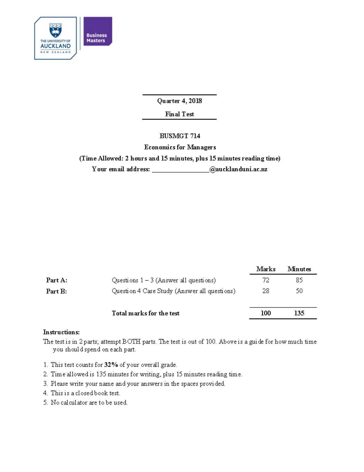 Test Final Test 6 June 2019, questions and answers - Quarter 4, 2018 ...