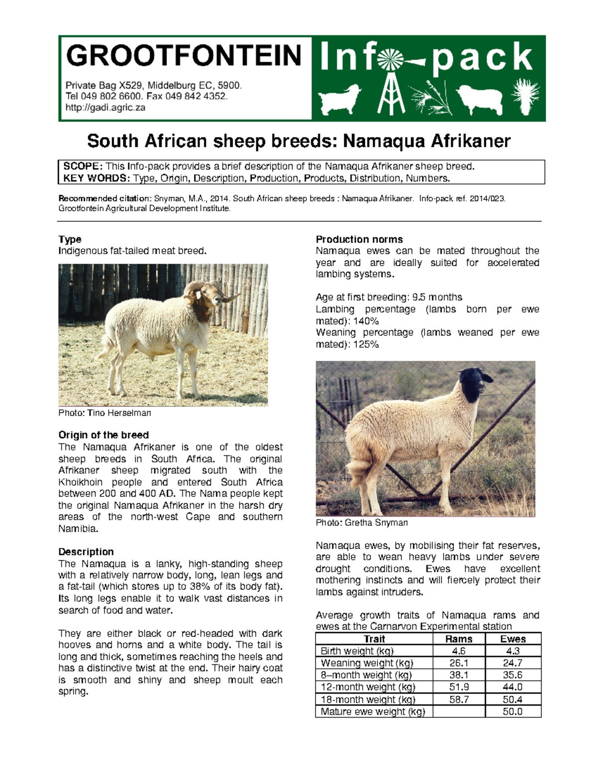 2014 023 South African Sheep breeds - Namaqua Afrikaner - Copy - South ...