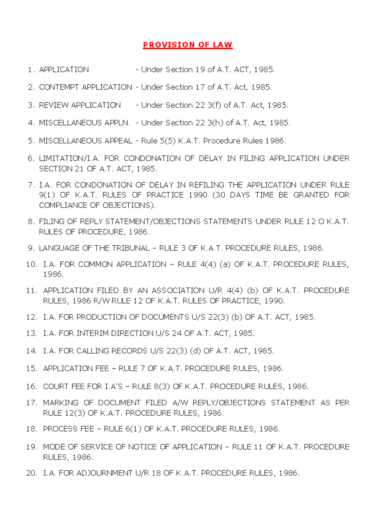 Provisions of Law - Karnataka state law University - PROVISION OF LAW ...