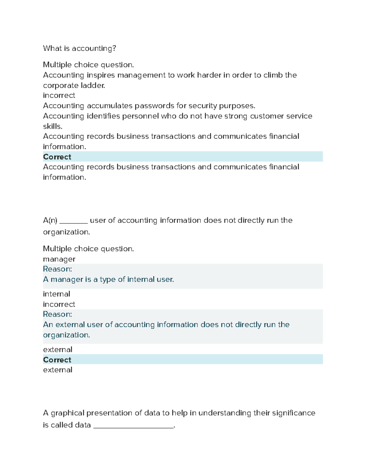 Chapter 1 and 2 Smartbook - What is accounting? Multiple choice ...
