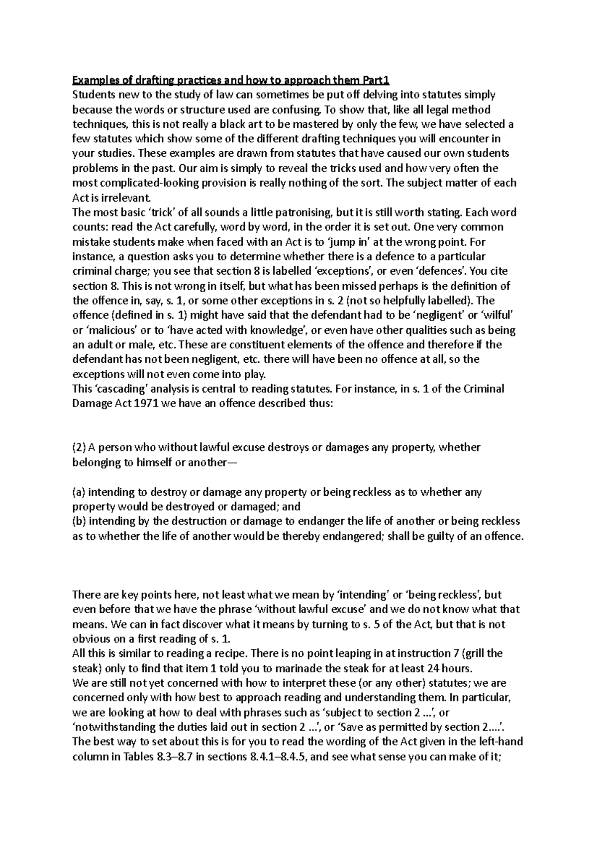 Examples of drafting practices and how to approach them Part1 - To show ...