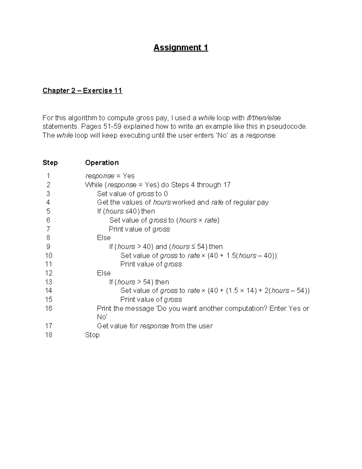 Assignment 1 Pages 51 59 Explained How To Write An Example Like This In Pseudocode The While