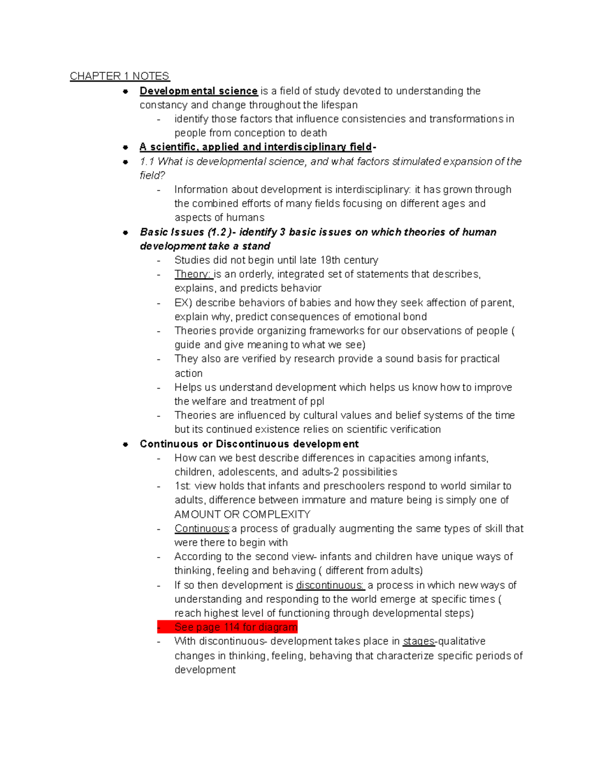 Development through lifespan - CHAPTER 1 NOTES Developmental science is ...