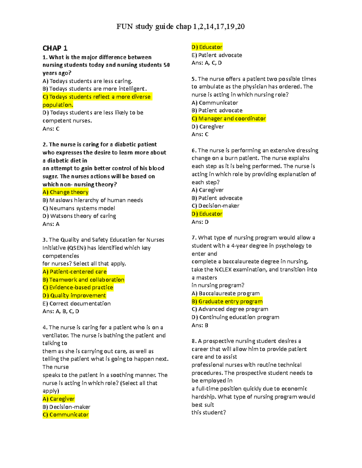 FUN exam 1 study guide- chap 1 2 14 17 19 20 - CHAP 1 What is the major ...