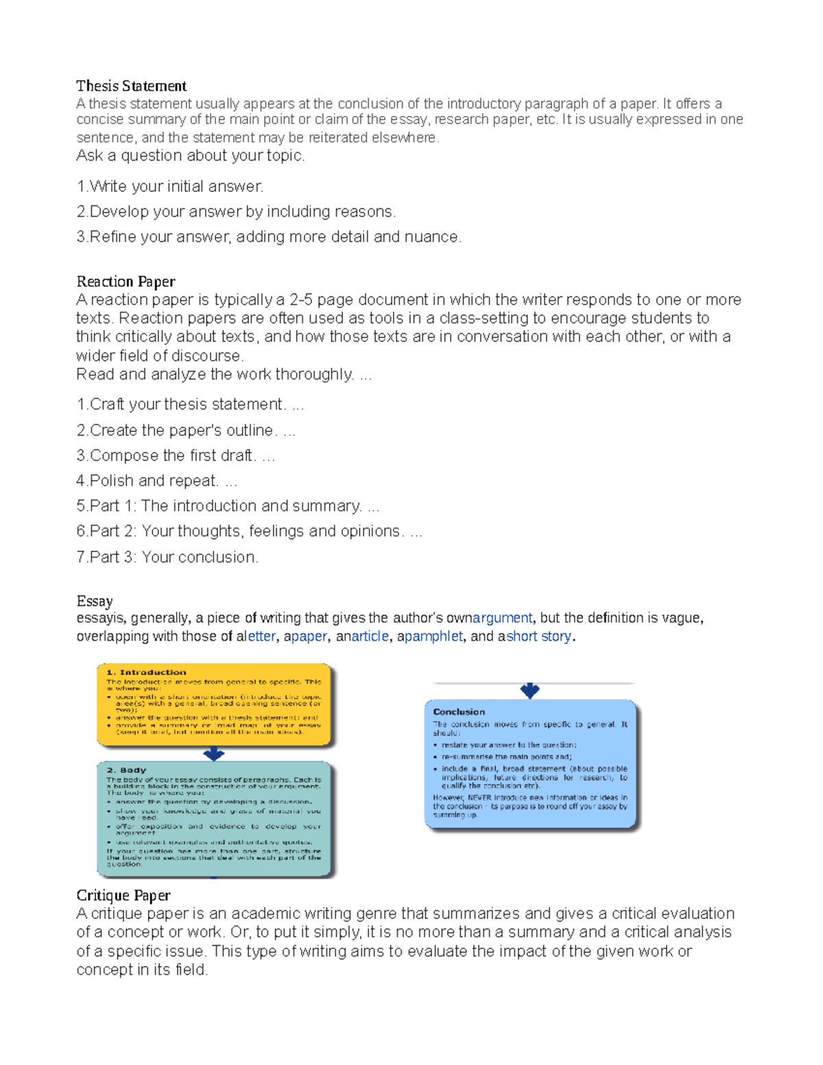 Notes for eapp - Thesis Statement A thesis statement usually appears at ...