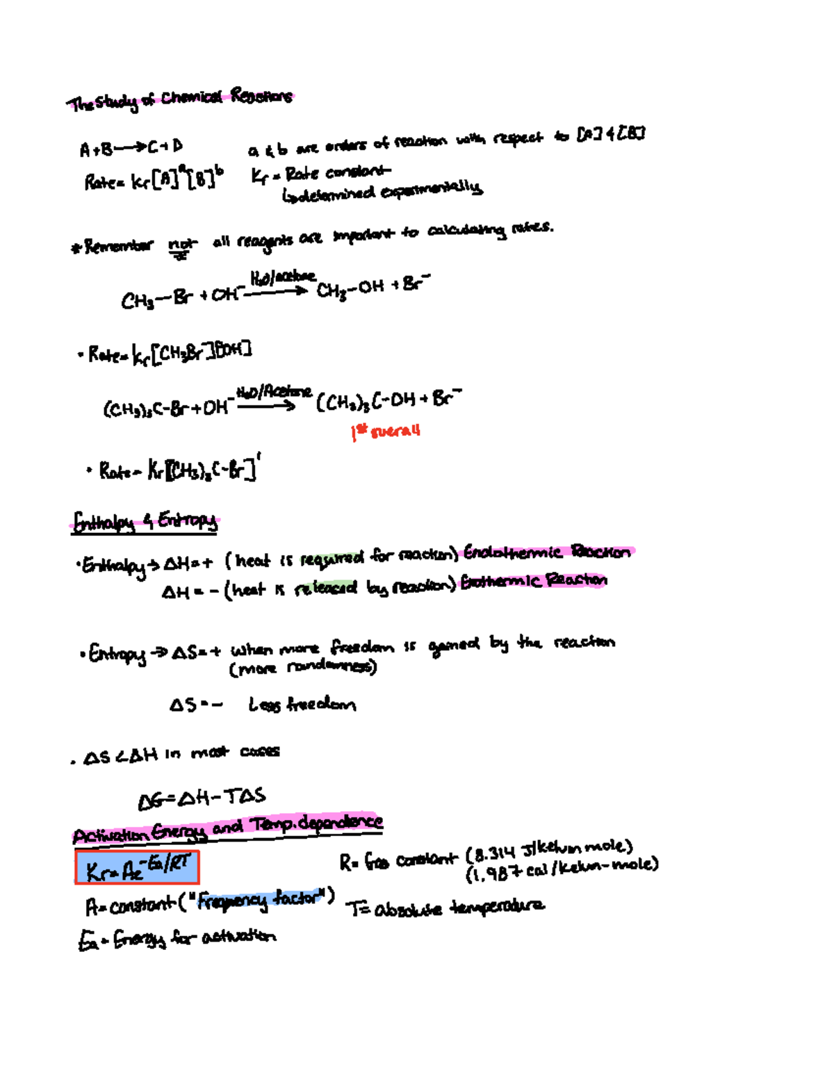 Feb7 lecture - Notes - thestudyof Chemical Reactions AtB C t D Rate Kr ...