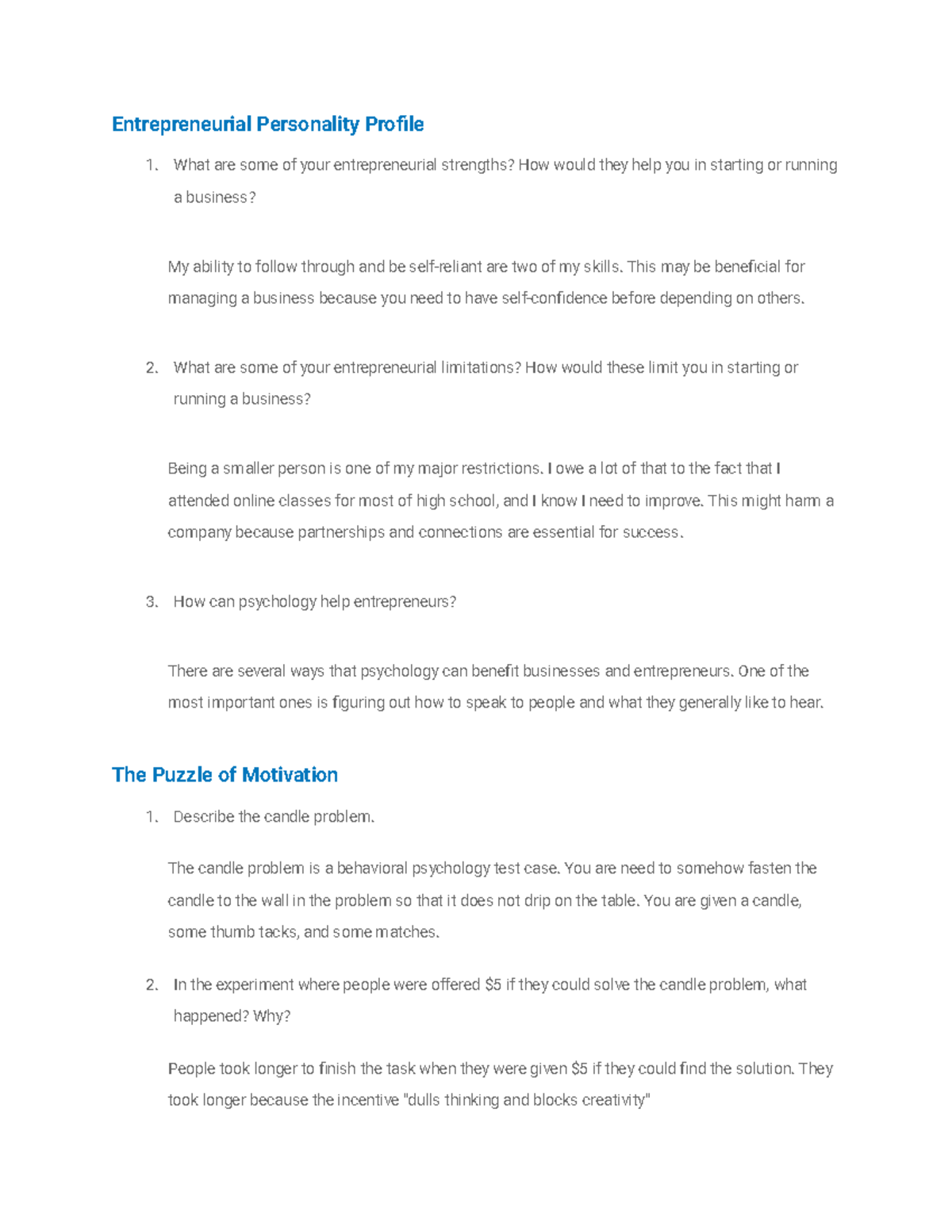 Unit 5 Lab Questions - lab - Entrepreneurial Personality Profile What ...